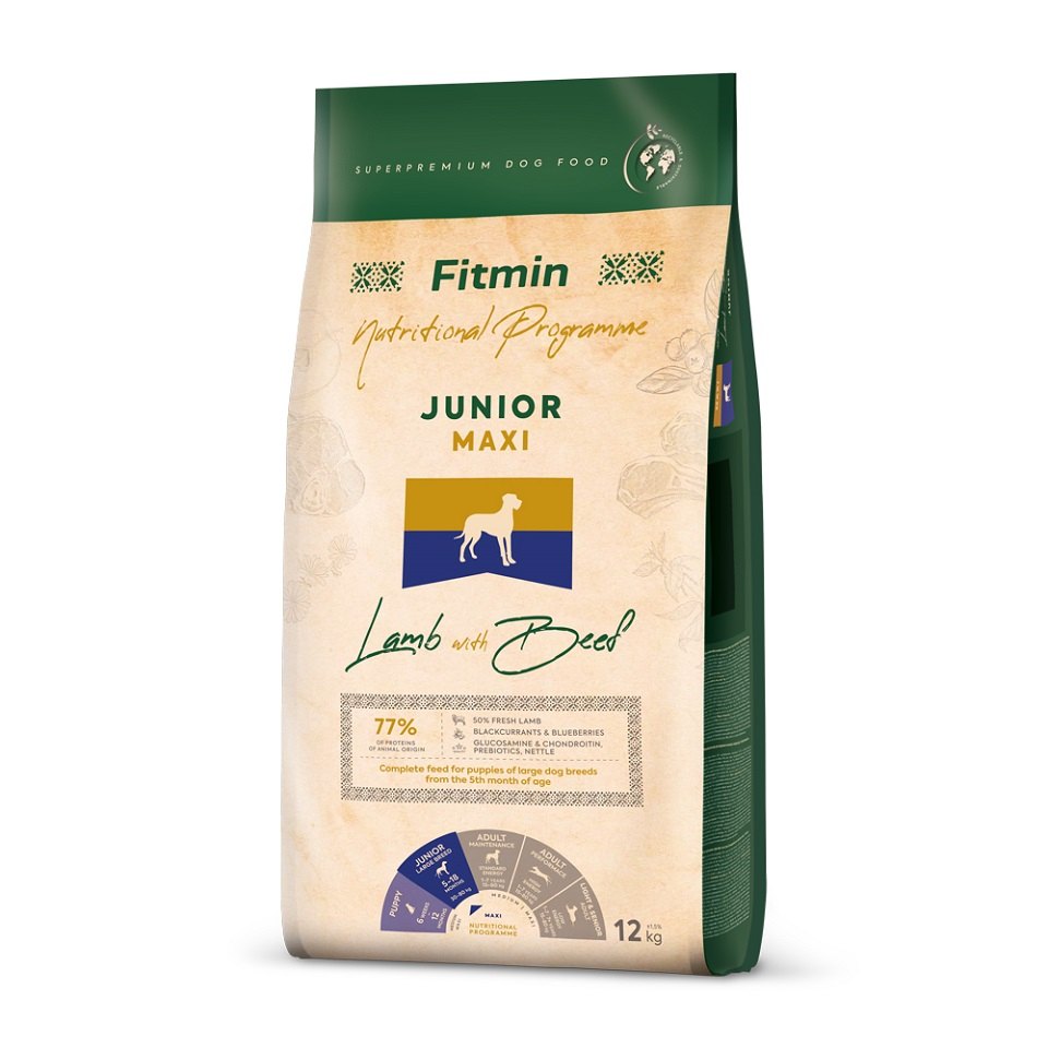 FITMIN Dog Nutritional Programme Maxi Junior Lamb&Beef 12 kg pro ...