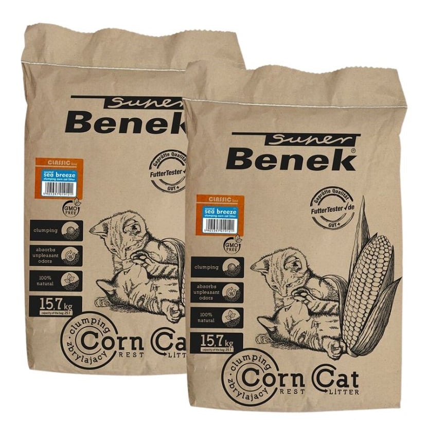 BENEK Corn Cat Kukuřičné stelivo mořský vánek 2 x 25l | Fera24.cz